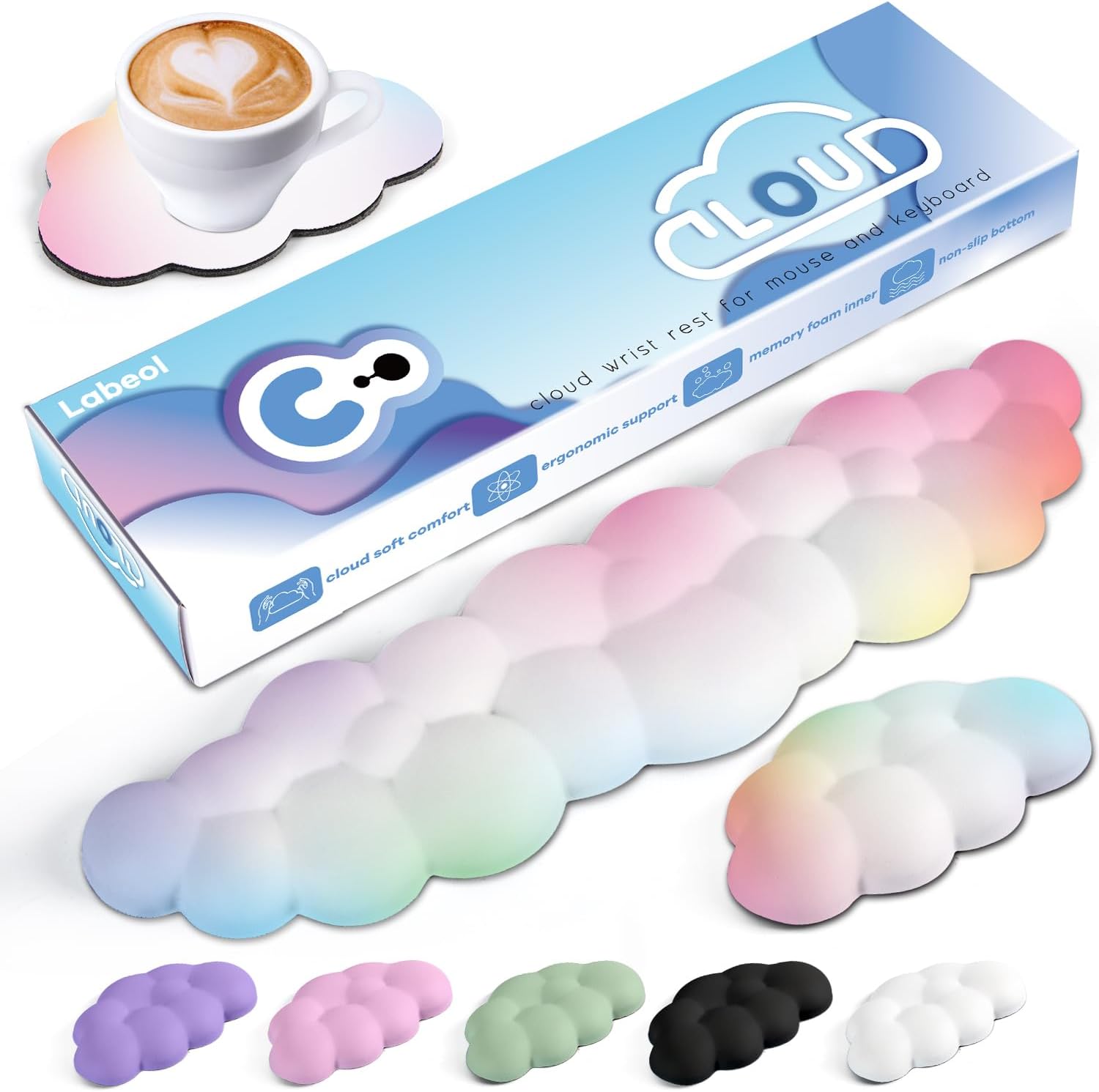 Amazon.com : Cloud Wrist Rest, 2 Pcs Memory Foam Cute Cloud Palm Rest ...