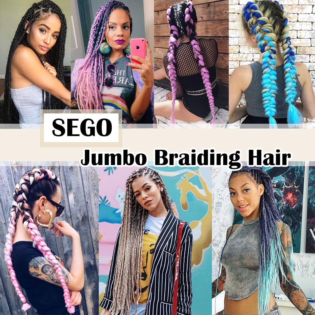 SEGO 24 Inch Jumbo Braiding Hair Jumbo Braid Hair Extensions Long Jumbo ...