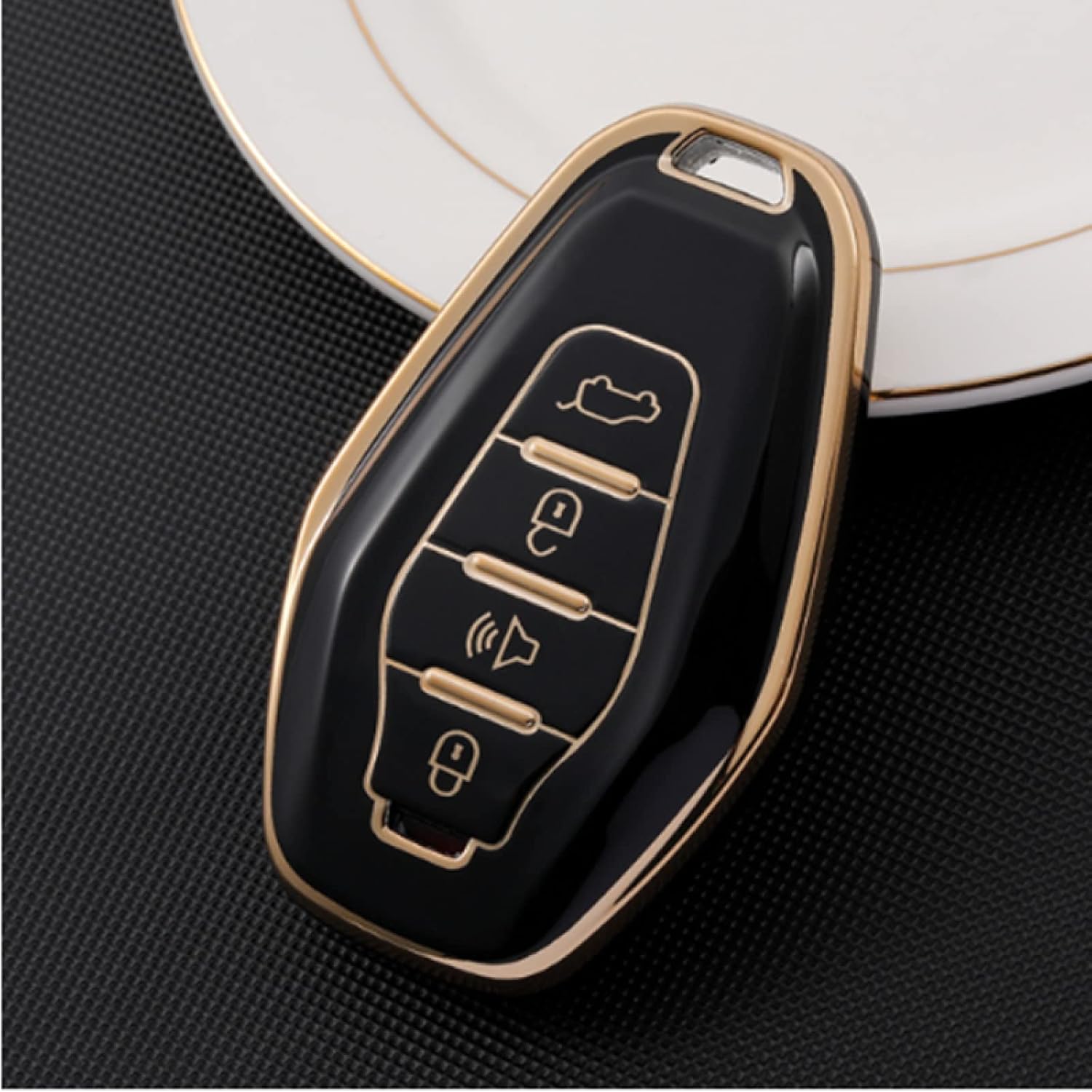 Amazon.com: YHSMK 4button Car Key Cover Case Auto Keychain Protector ...
