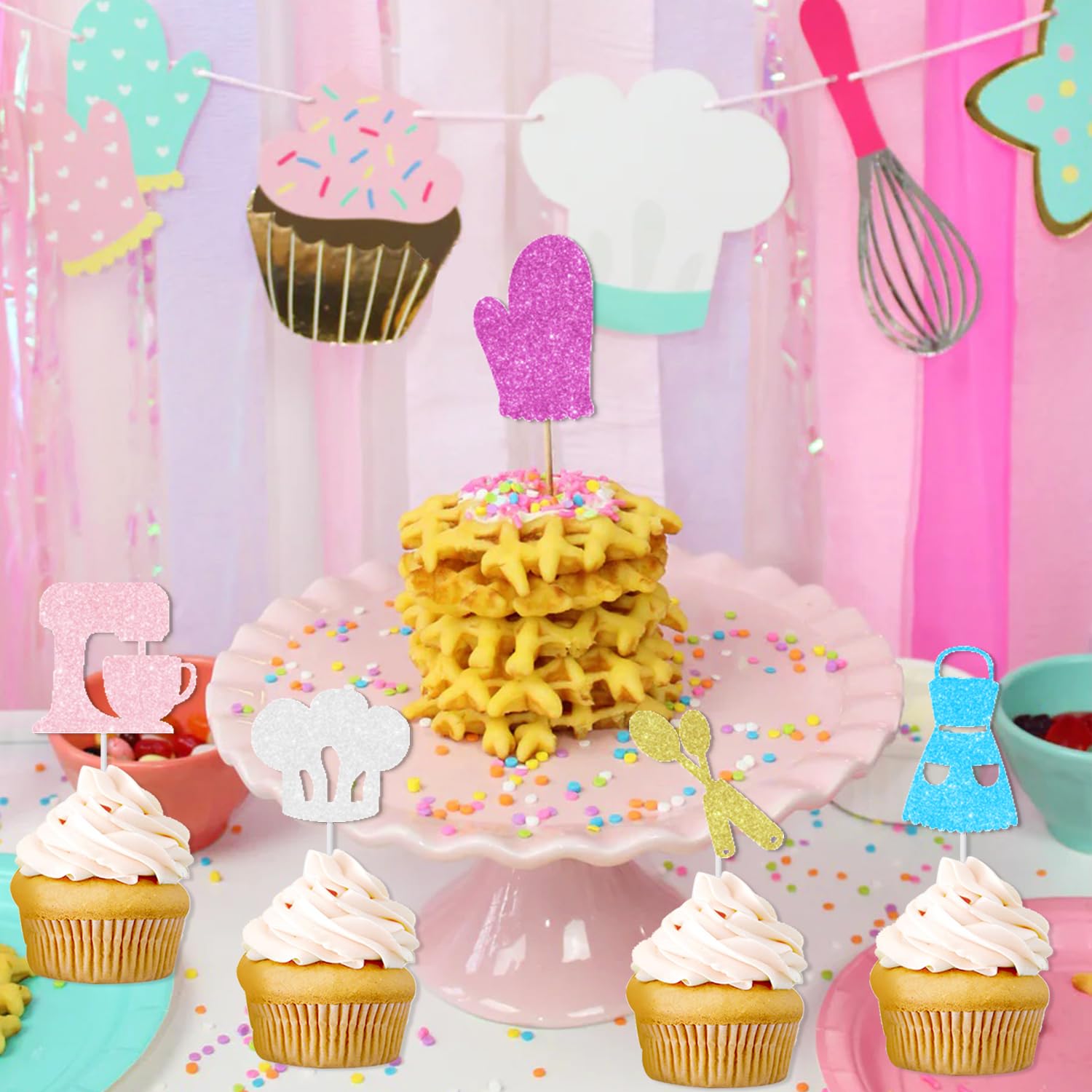 Cupcake Theme Party Supplies 25Pcs Gorilla Tag Cake Topper Cupcake