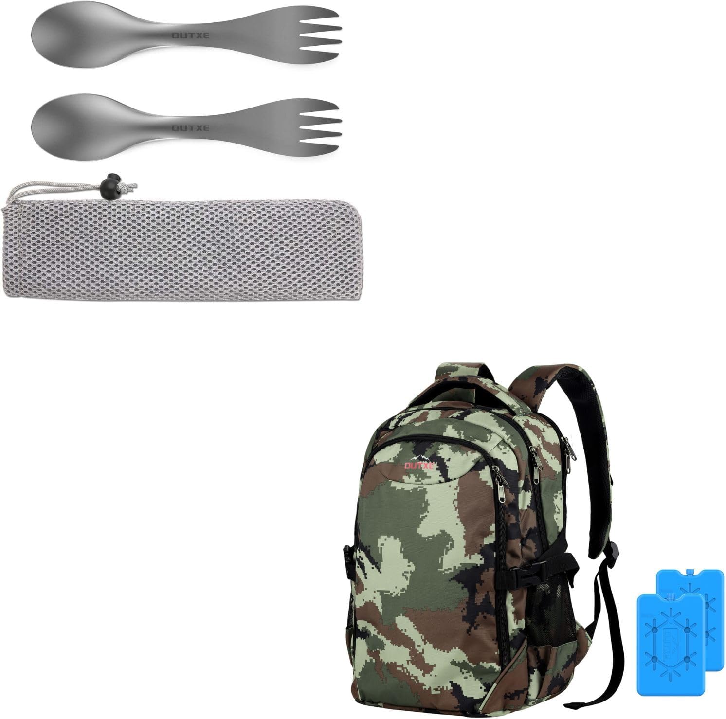 Amazon.com: OUTXE Titanium 2 in 1 Fork and Spoon Combo 2-Pack, OUTXE ...