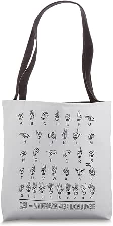 Amazon.com: AMERICAN SIGN LANGUAGE CHART ALPHABET NUMBERS ASL Tote Bag ...