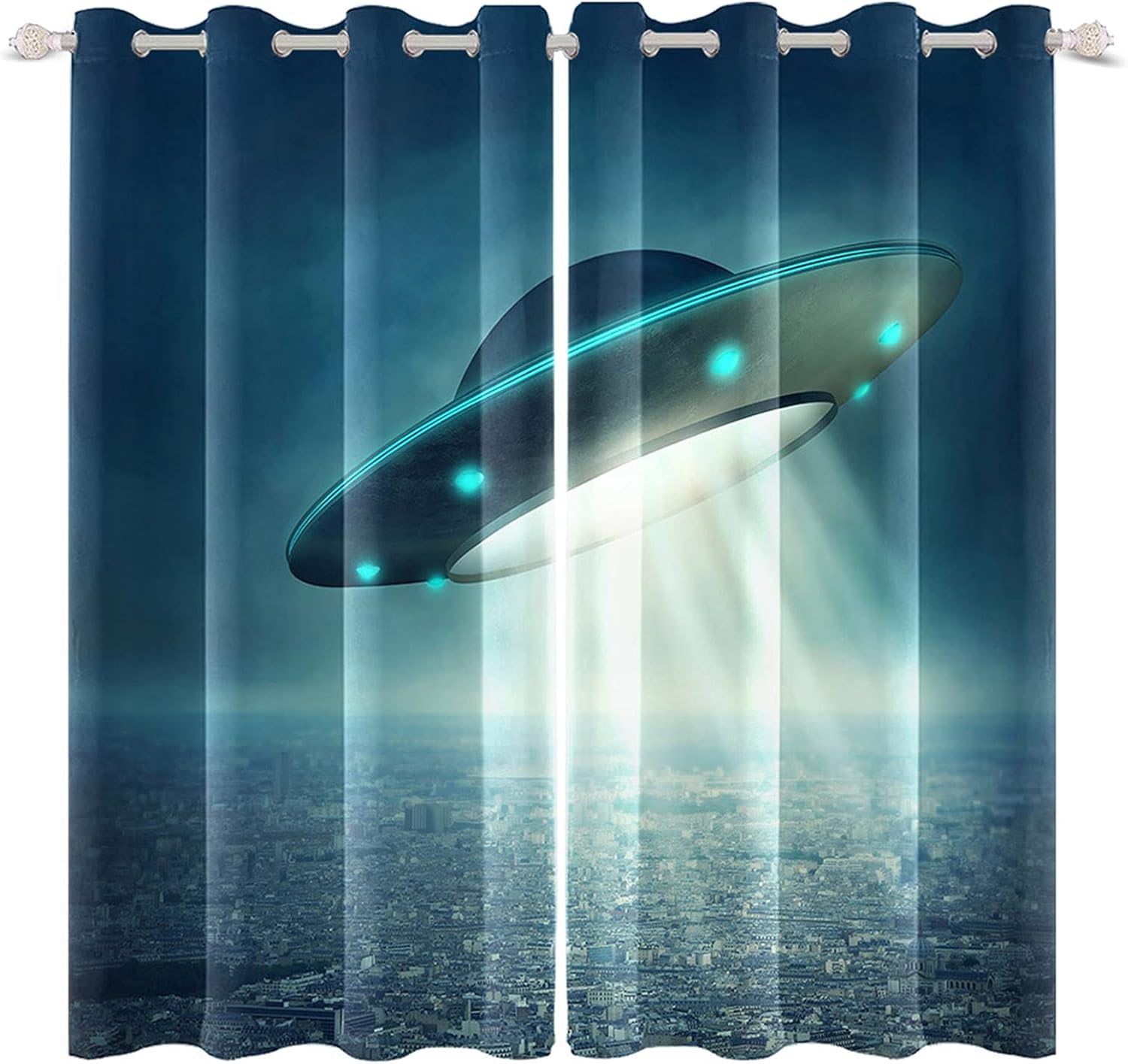 Amazon.com: AWERT Alien Blackout Curtains, Flying Saucer UFO Window ...
