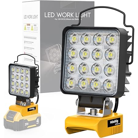 DTEZTECH 20V Light for Dewalt 20V Lithium-ion Battery, 30W 2400Lumen ...