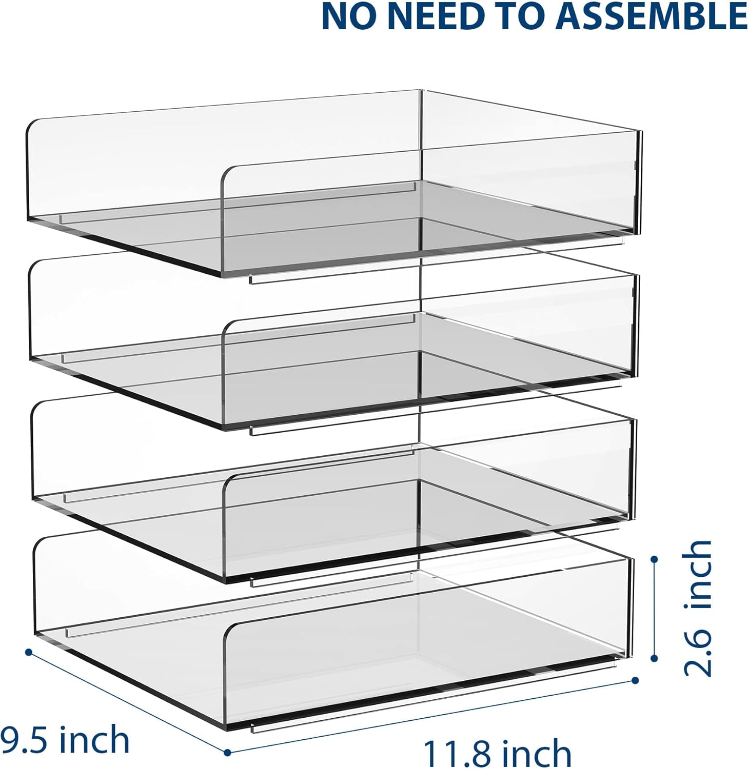 Buy TONICE 4 Tier Clear Acrylic Stackable File Tray Office Desktop File ...