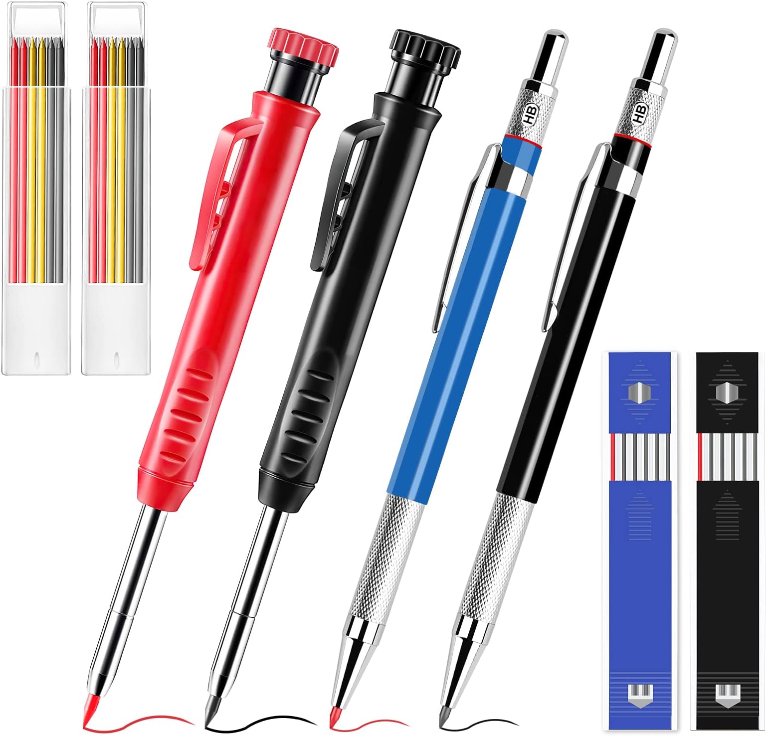 Plagufas Carpenters Pencils 4Pcs Mechanical Colorful Deep Hole ...