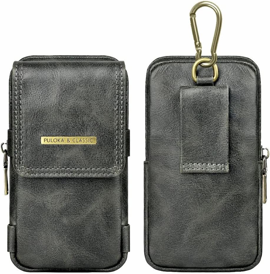 PULOKA Multi-Purpose Dual Mobile PU Leather Pouch Carry Two Phones ...