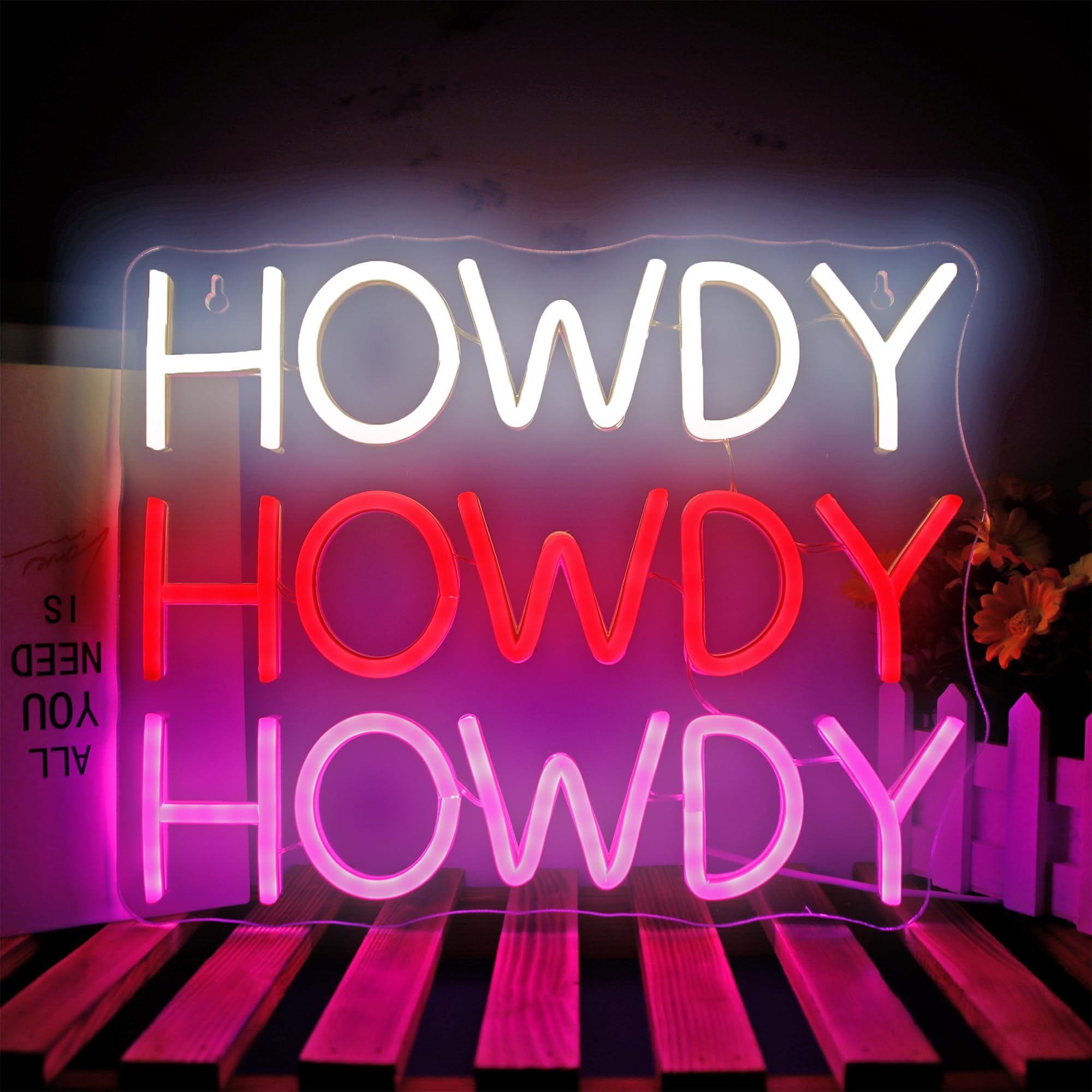 Amazon.com : Howdy Neon Signs for Wall Decor, LED Signs Pink Howdy Neon ...