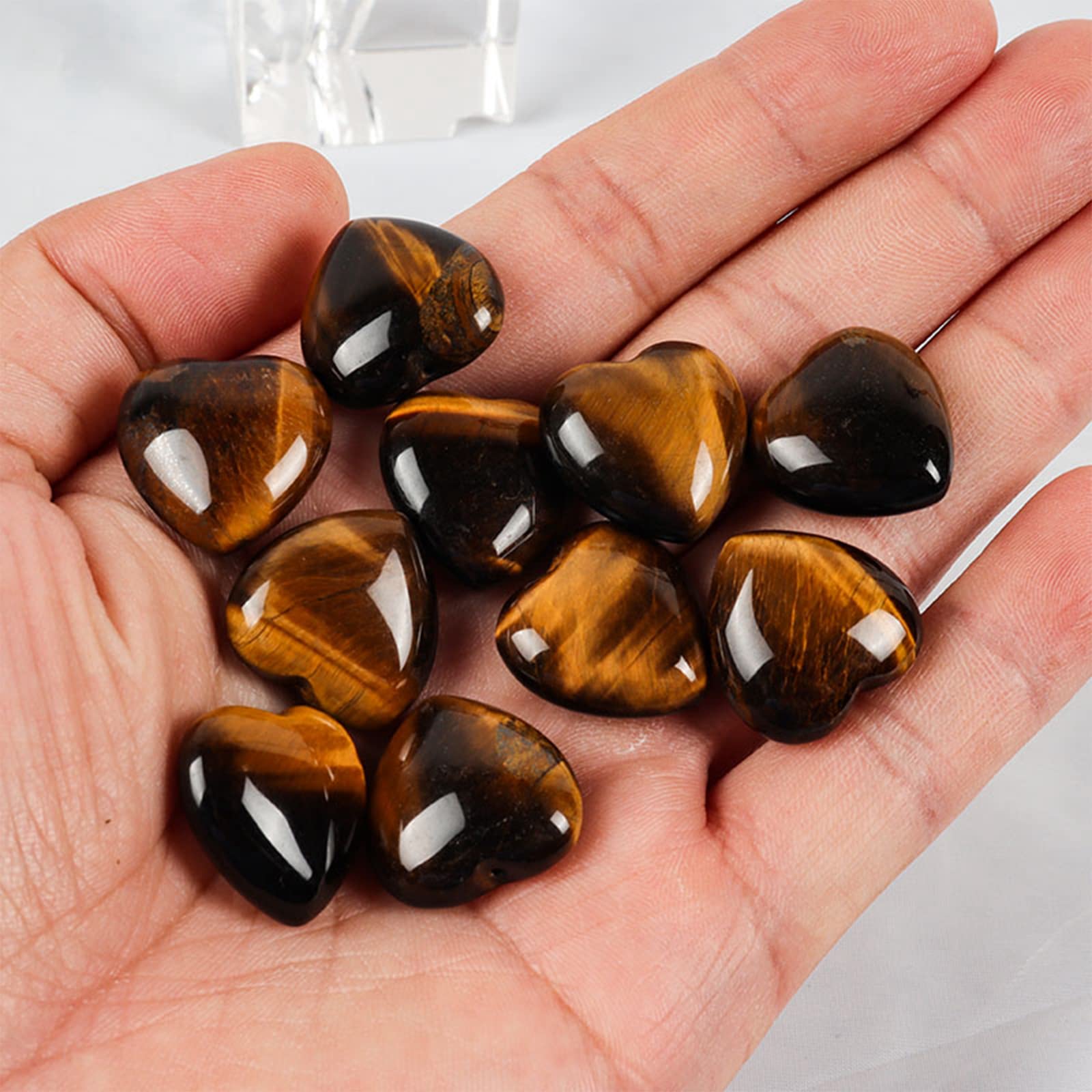 Tiger Eye Heart Shaped Puffy Love Palm Stone Natural Chakra Healing ...