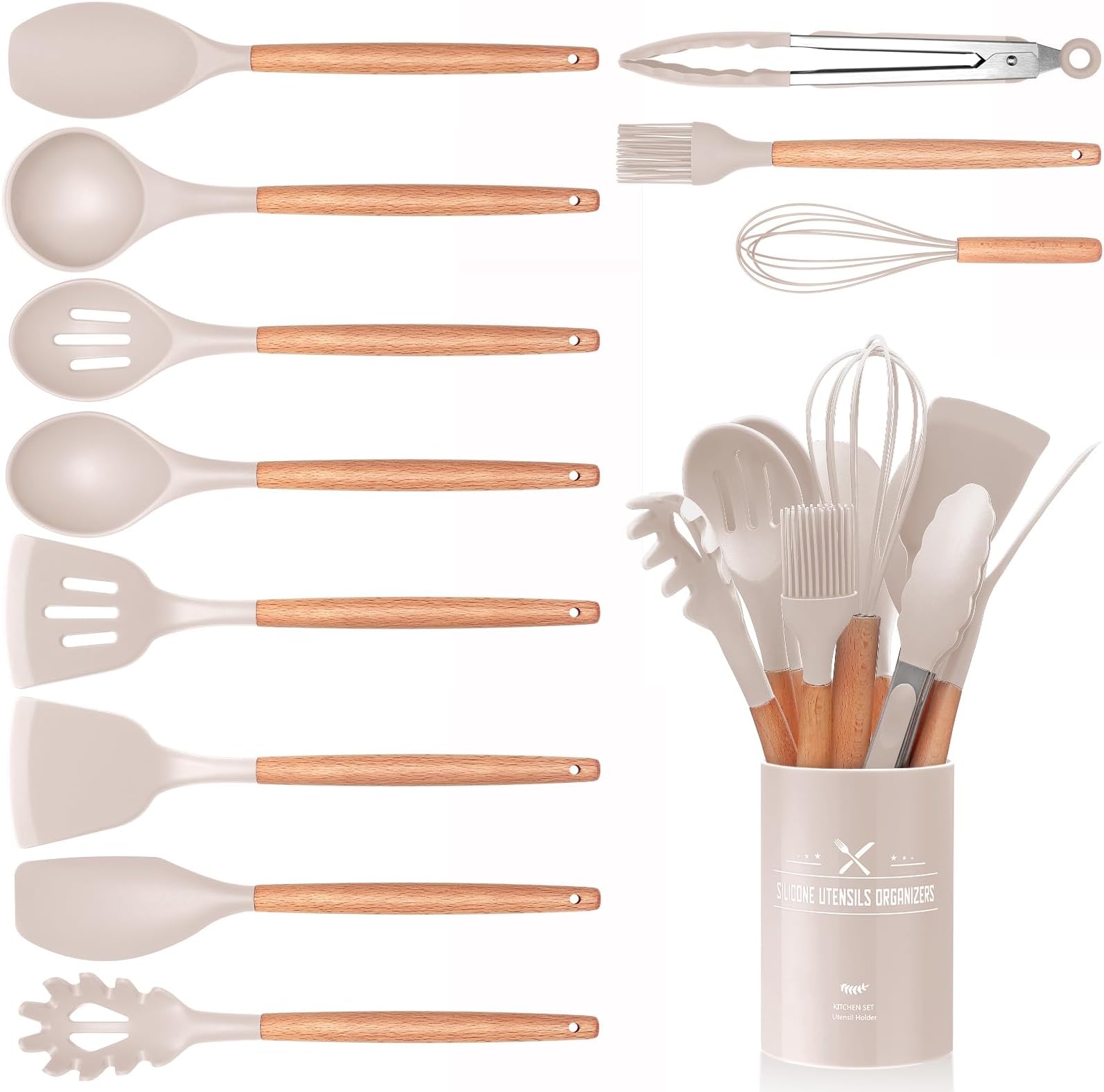 Umite Chef Kitchen Cooking Utensils Set, 24 pcs Non-Stick Silicone ...