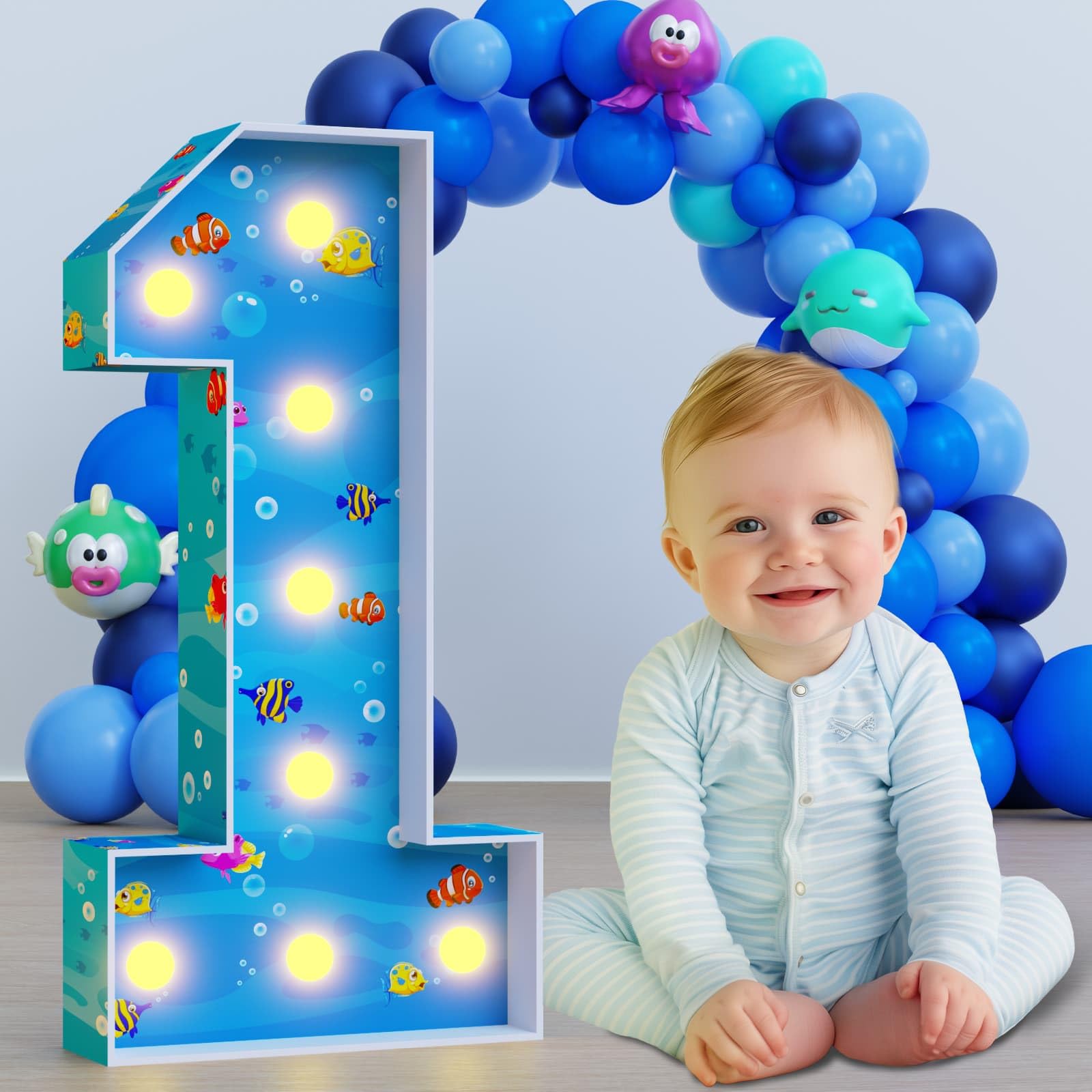 Snapklik.com : Marquee Numbers Ocean 1st-Birthday Decorations: 3ft ...