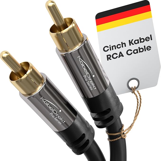 KabelDirekt – 2m – RCA/phono subwoofer lead cable, 1 to 1, audio ...