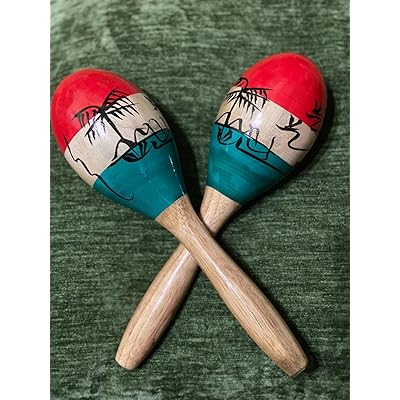 10-inch Wooden Maracas Set - Full, Bright Vibrant Sound - Latin Hand ...