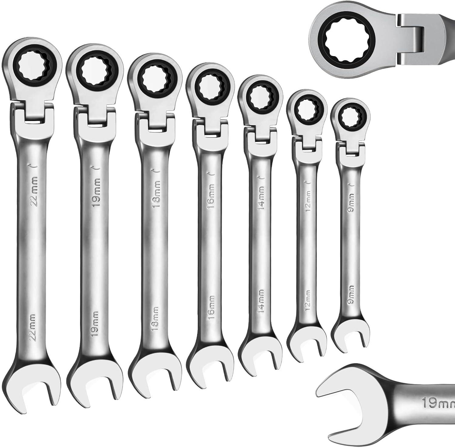 WISEUP Ratchet Wrench, CR-V Forged 10mm Flex Head Ratcheting Wrench ...