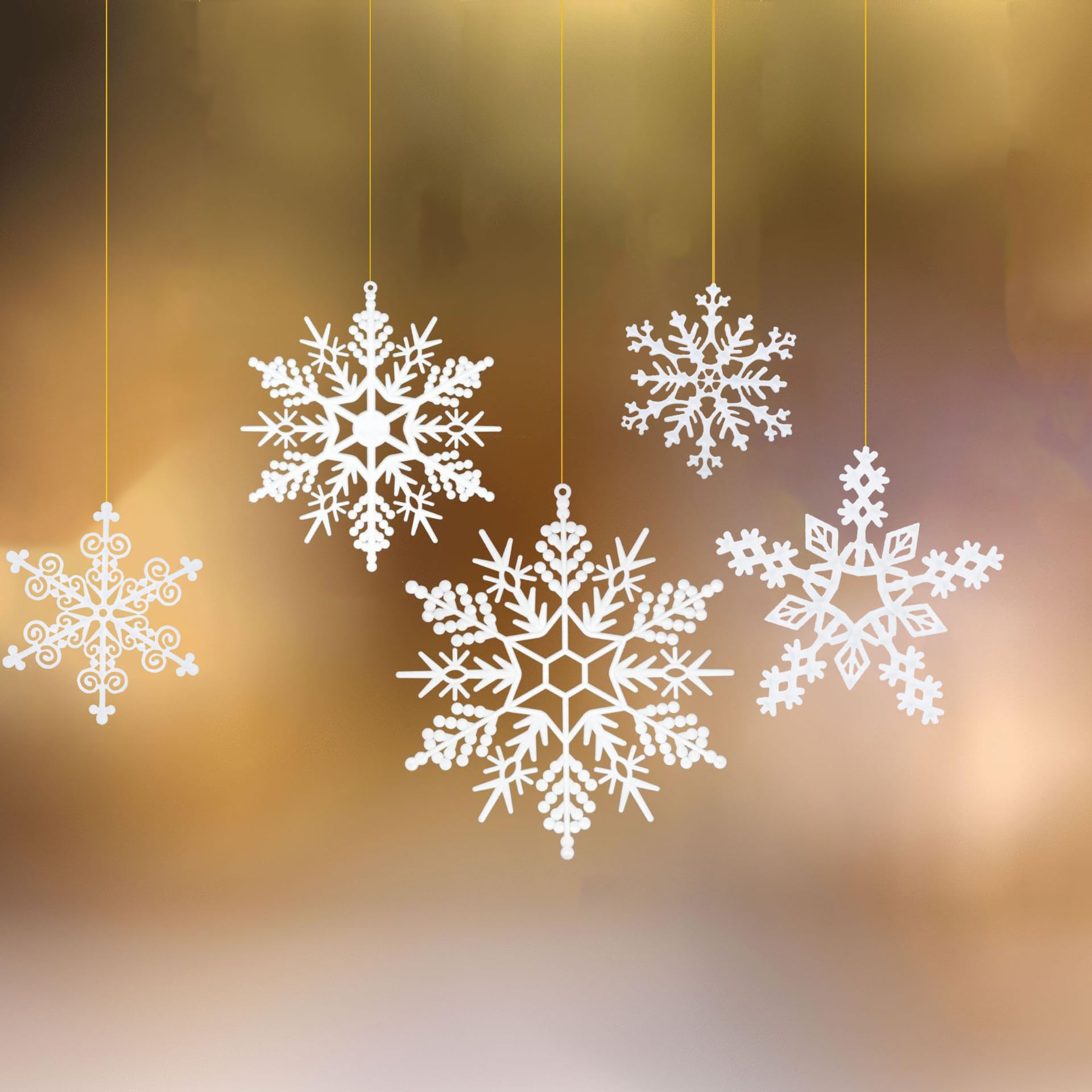 Amazon.com: 24pcs Christmas White Snowflake Ornaments Christmas Hanging ...