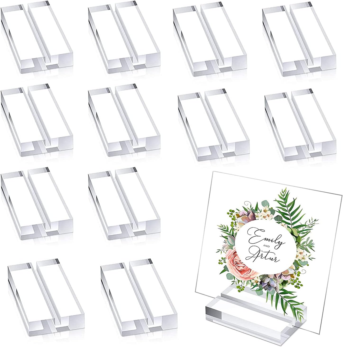 12 Pcs Acrylic Stands Clear Place Card Holders with Card Slot Table ...