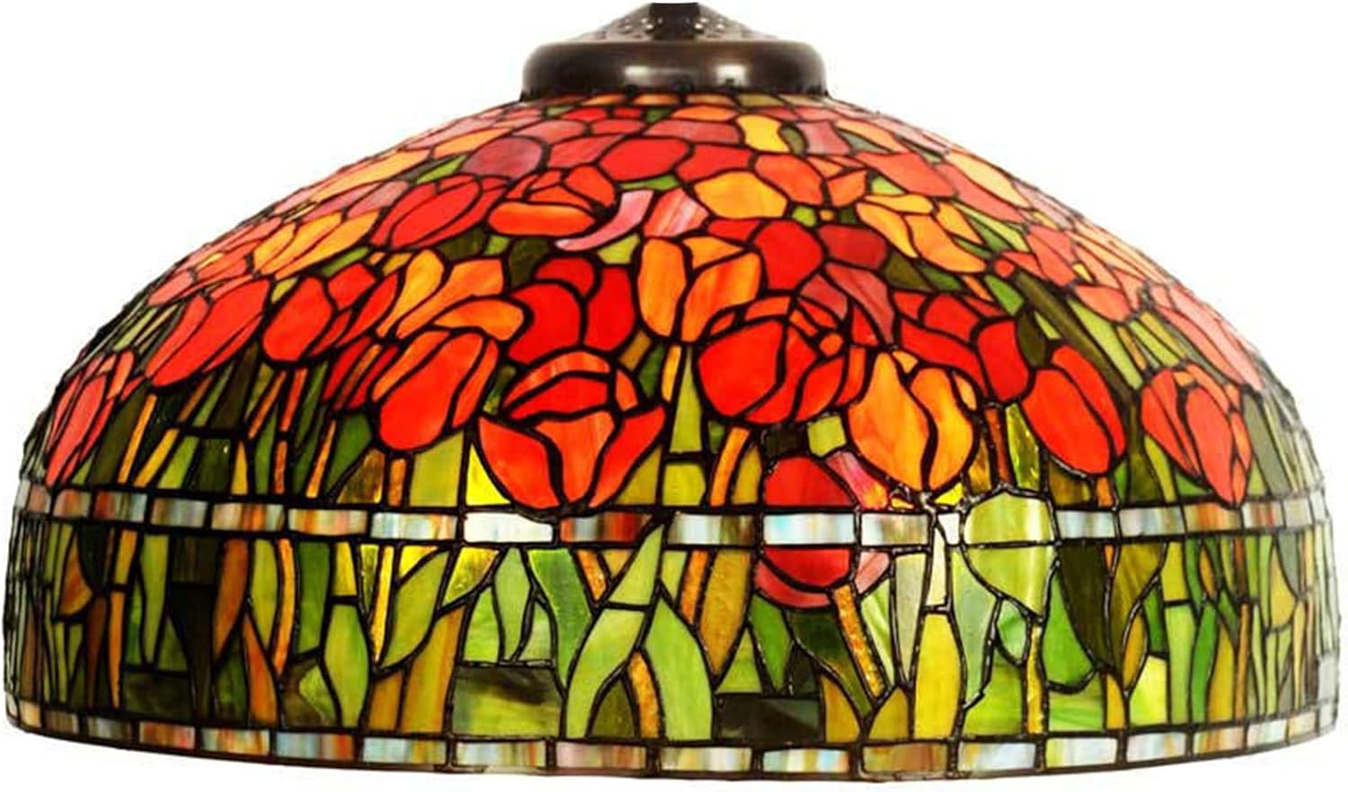 20 Inch Stained Glass Red Tulip Floral Lamp Shade Replacement Only ...
