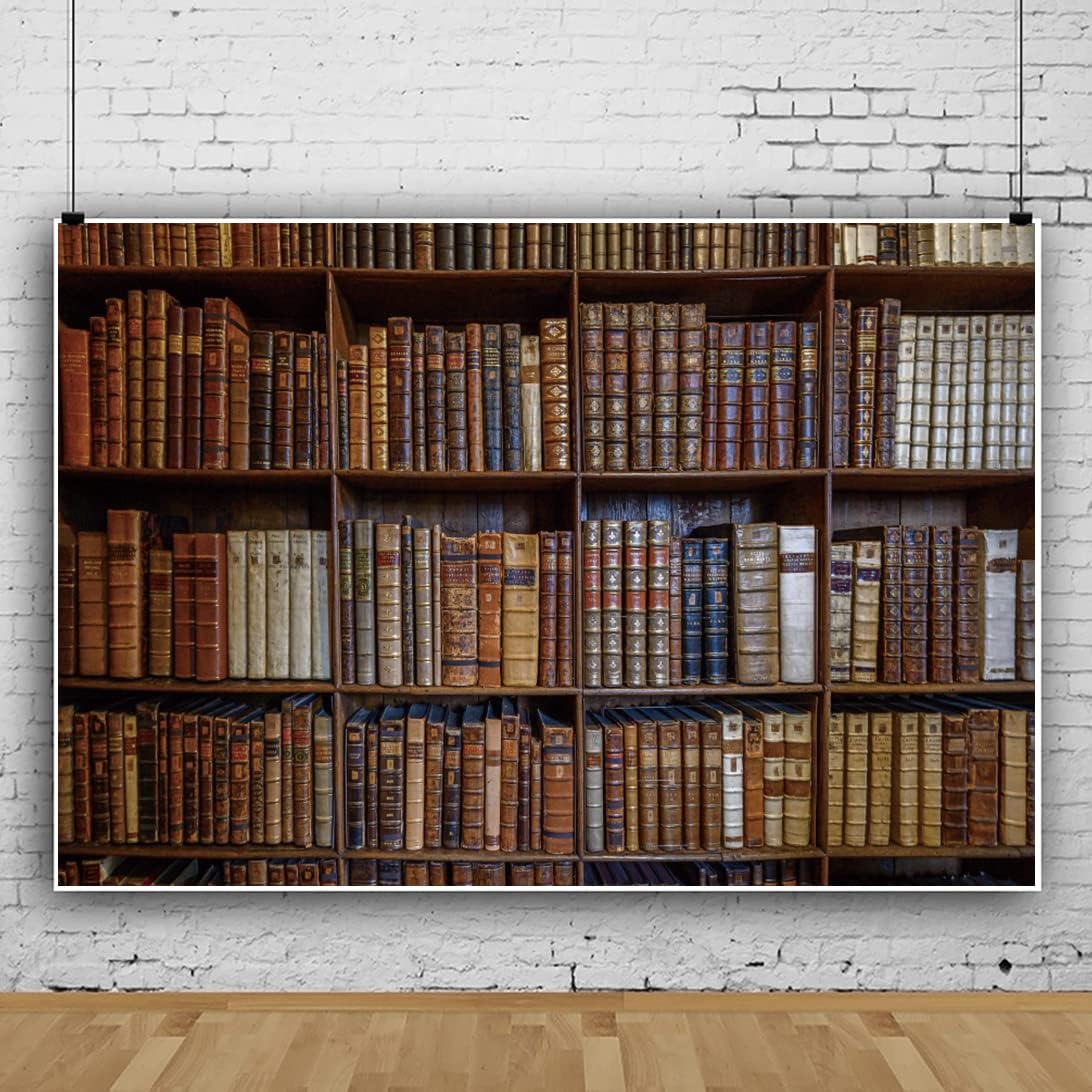 Renaiss 8x6ft Bookshelf Backdrop Soft Fabric Wooden Library Bookshelf Photography Background ...