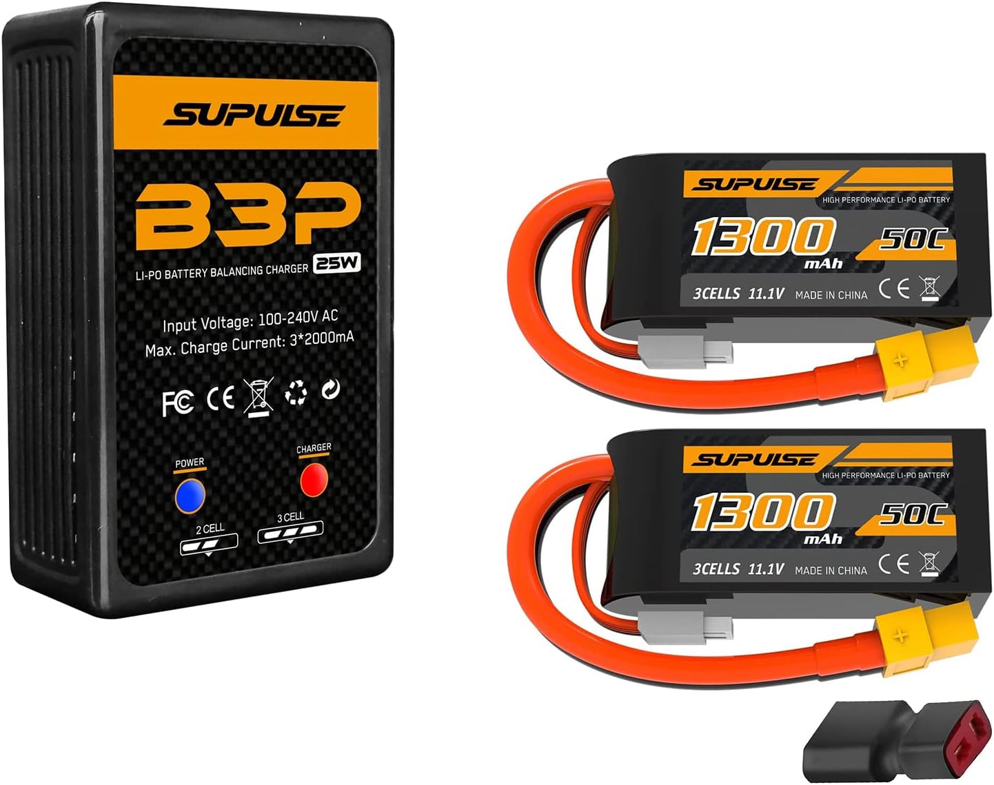 Amazon.com: SUPULSE Lipo Charger 2X Faster Quick Charge 25W 2S-3S 7.4 ...