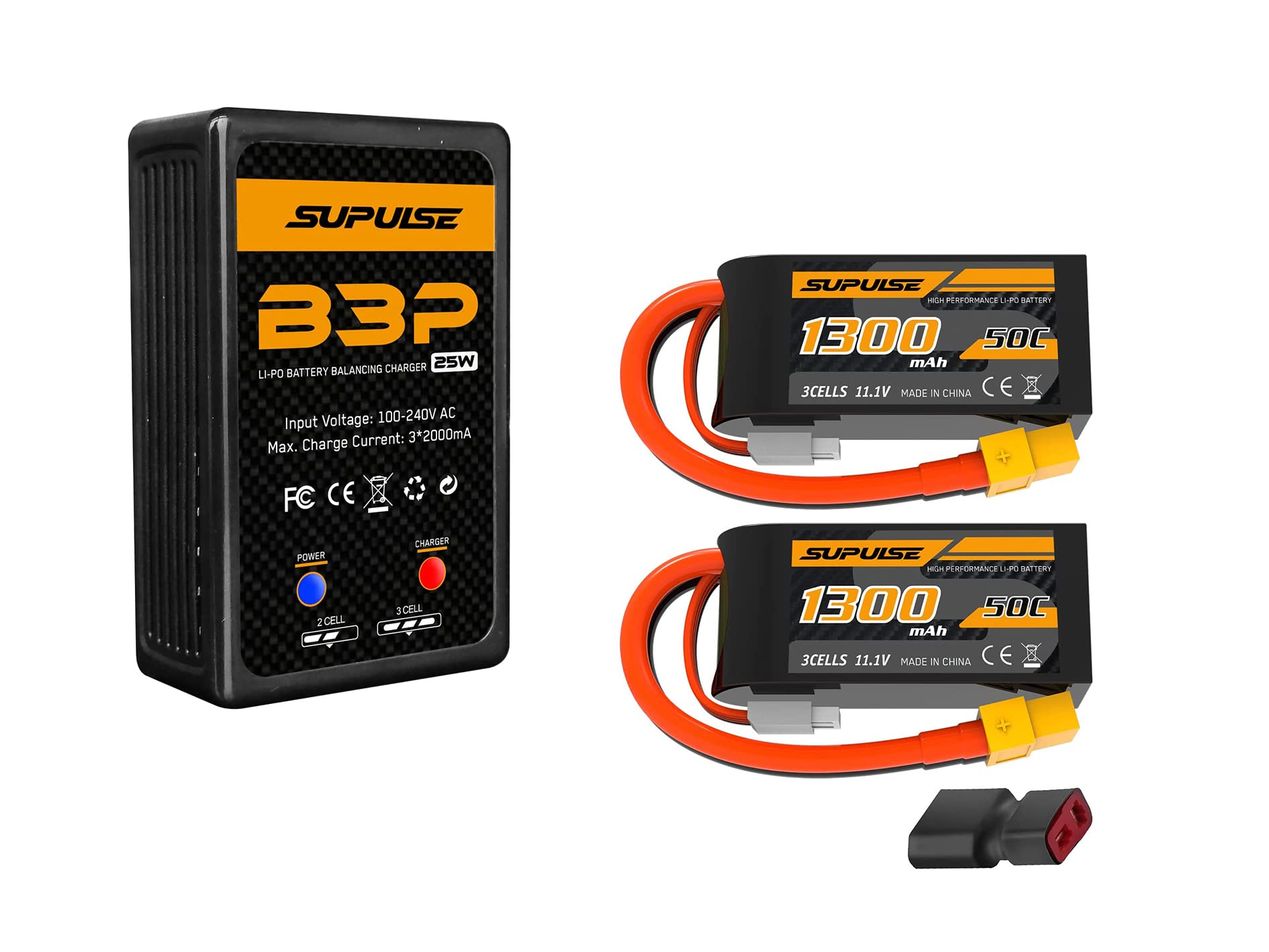 Amazon.com: SUPULSE Lipo Charger 2X Faster Quick Charge 25W 2S-3S 7.4 ...