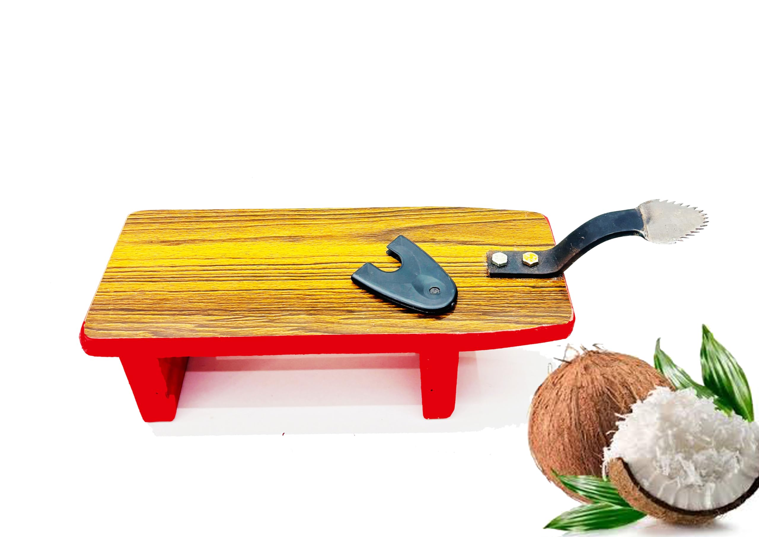 Wooden Traditional Stool Type Coconut Scraper Chirava Grater Thengai ...