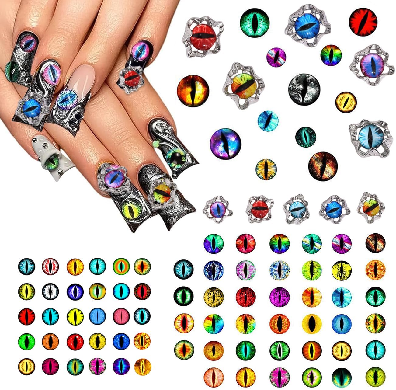 Amazon.com: 110Pcs Halloween Eyeball Nail Charms and Gems Devil Eye ...