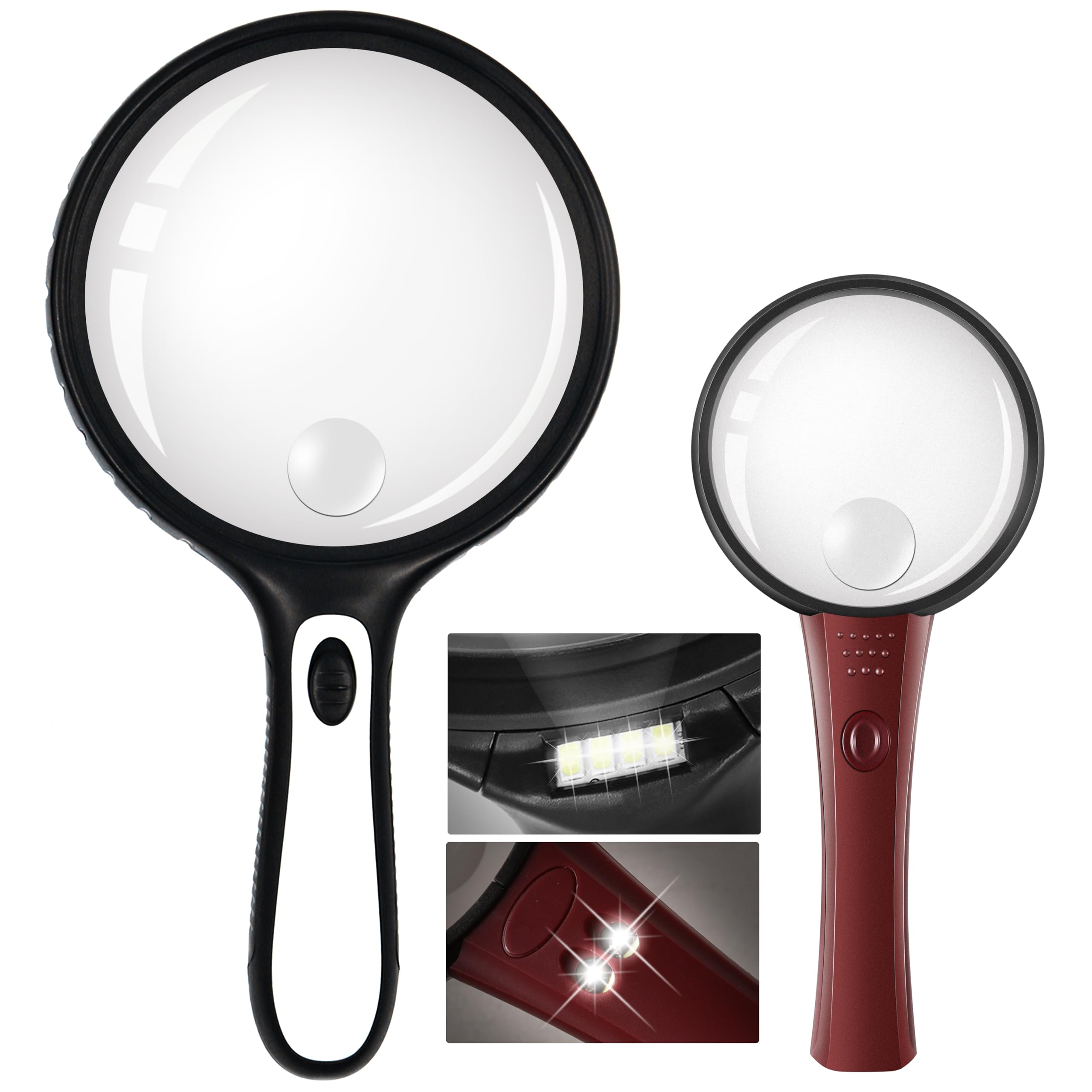 Amazon.com: HUIBOER HD Magnifying Glass with Light 10x 20x Handheld ...