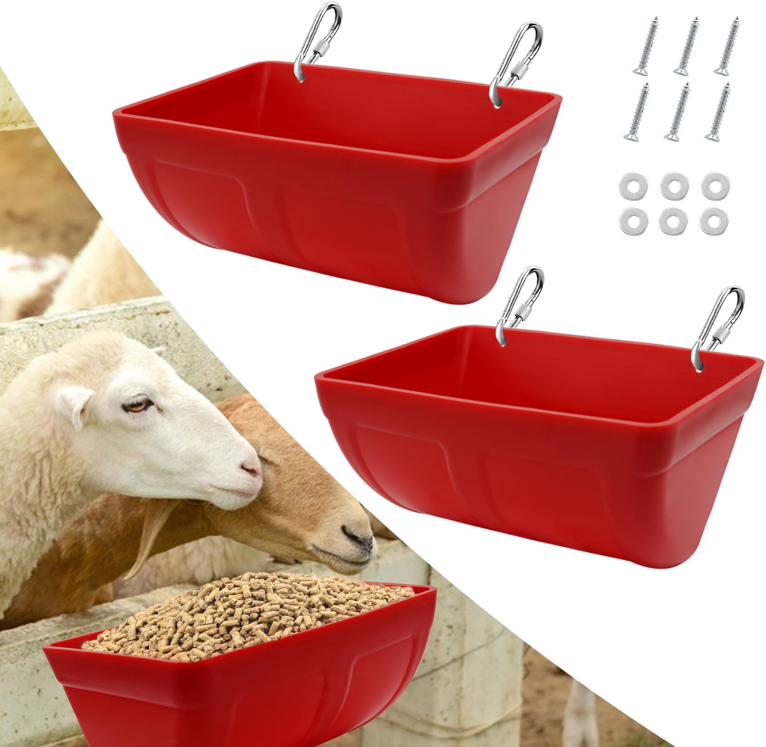 Amazon.com: 4.5Quart Goat Feeder,Chicken Feeder,High-Capacity Hanging ...