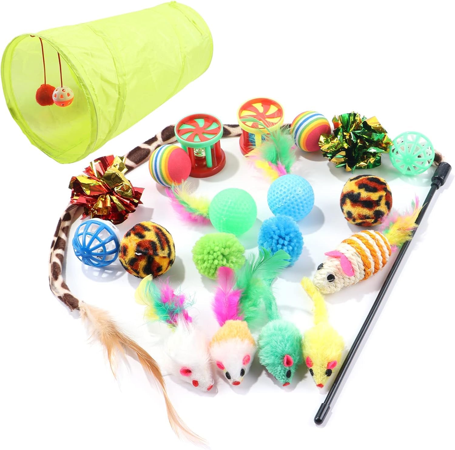 Buy BUSHIKO Cat Toys, Cat Toys Variety Pack, with Cat Tunnel Jingle ...