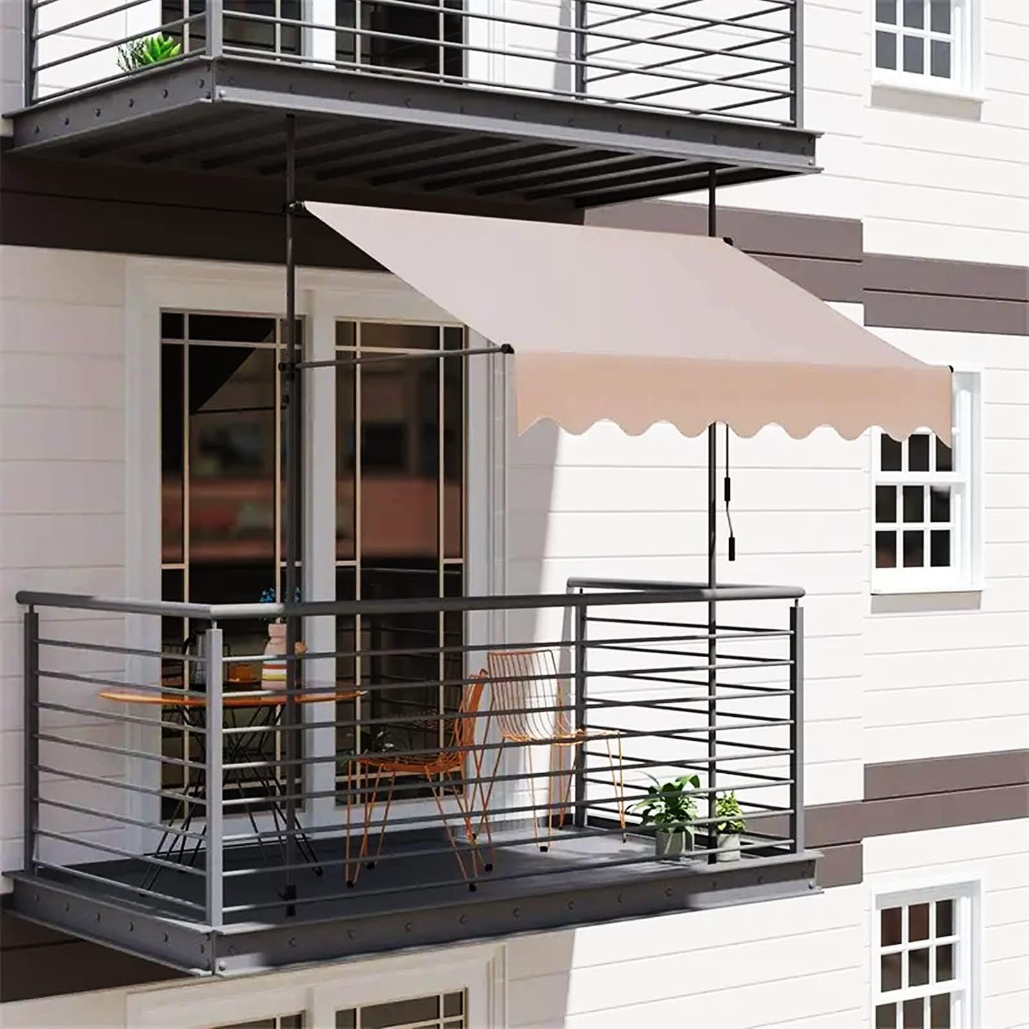 Amazon.com: MAKIPERFE Portable Patio Awning, Manual Retractable Awning ...