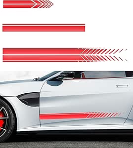 Amazon.com: RACOONA Racing Stripes - Red Vinyl Decals for Cars, SUVs ...