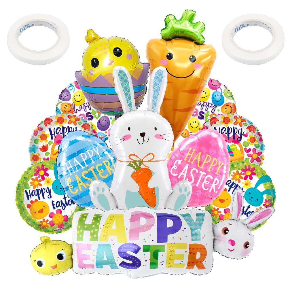 Amazon.com: Easter Balloons Bunny Chicken Egg Shaped Mylar Foil ...