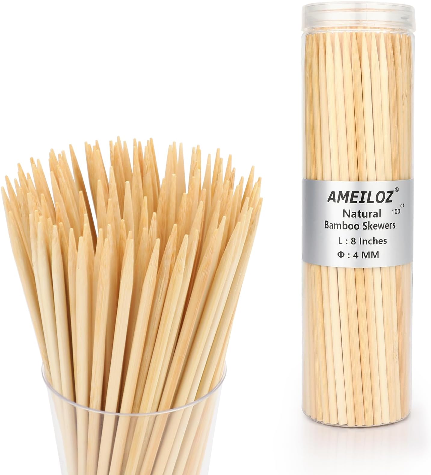 Amazon.com : 8" Bamboo Wooden Skewers for BBQ, Kebob, Appetizer, Fruit ...