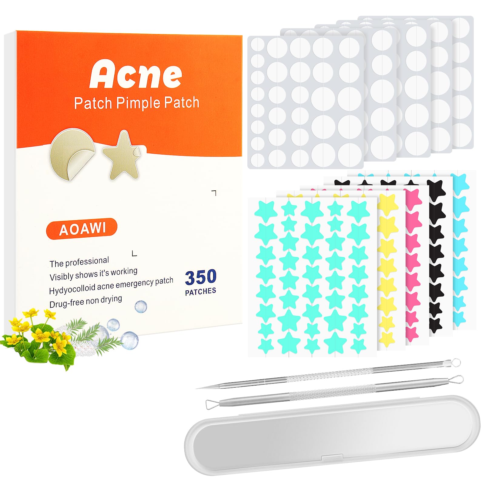 Amazon.com: Acne Pimple Hydrocolloid Patche: 350PCS Holiday colour Star ...