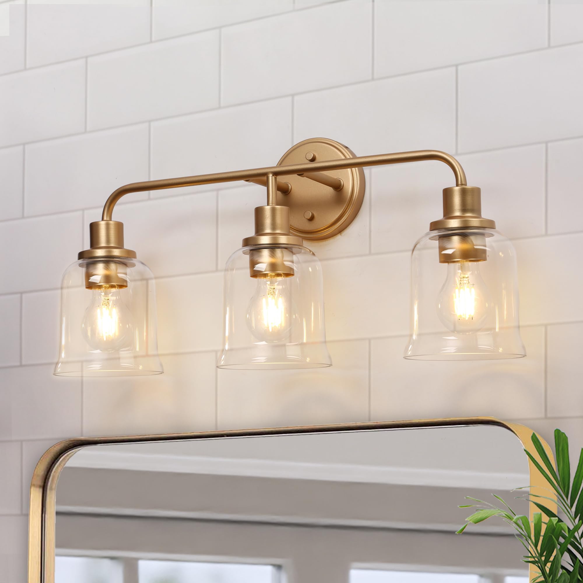 8 Bulb Bathroom Light Fixture Gold Castilla 8 In Aged Gold/Clear Glass