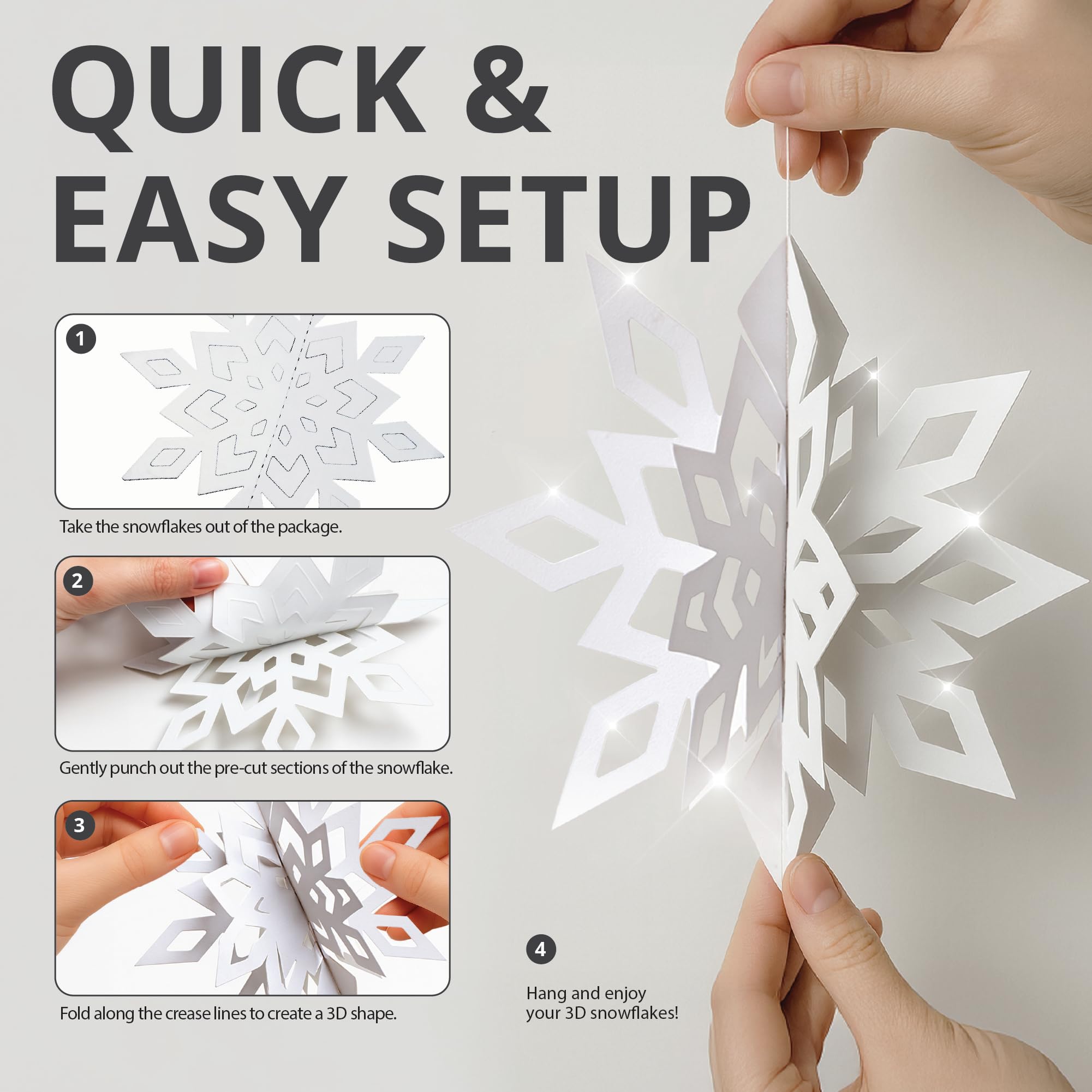 Snapklik.com : Hanging Snowflake Decorations - 12 PCS Pack Of 3D White ...