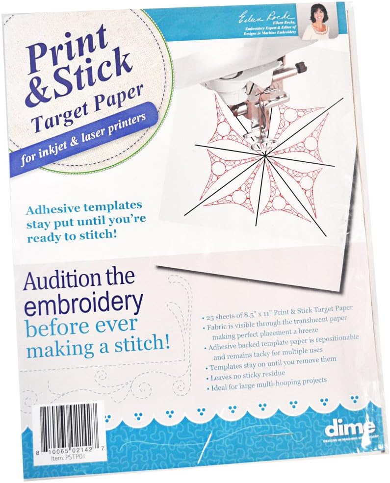 Amazon.com : Print & Stick Target Paper, Adhesive Machine Embroidery ...