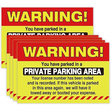 Amazon.com: Private Parking Violation Stickers "Warning - You Have ...