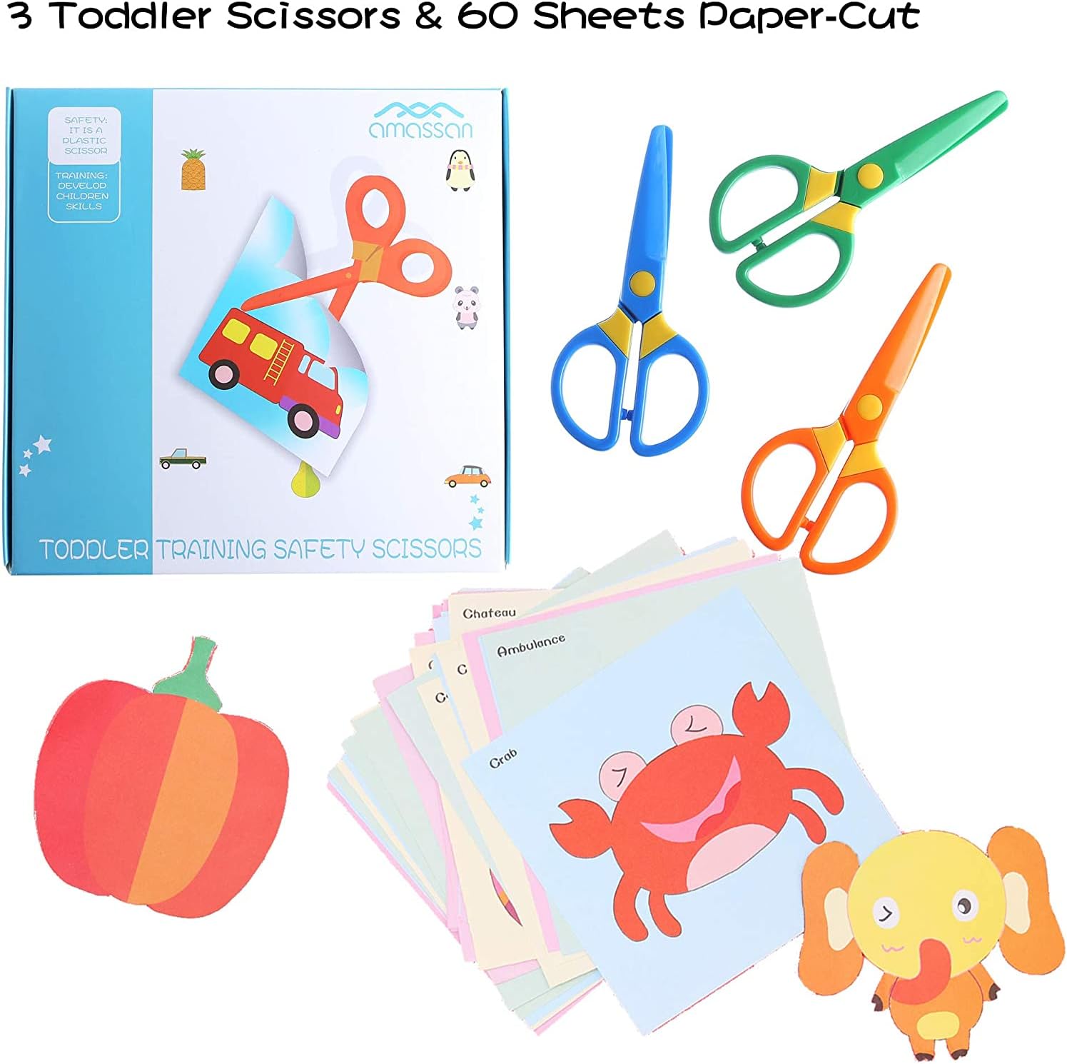Plastic Safety Scissors, Toddlers Training Scissors, Pre-School ...