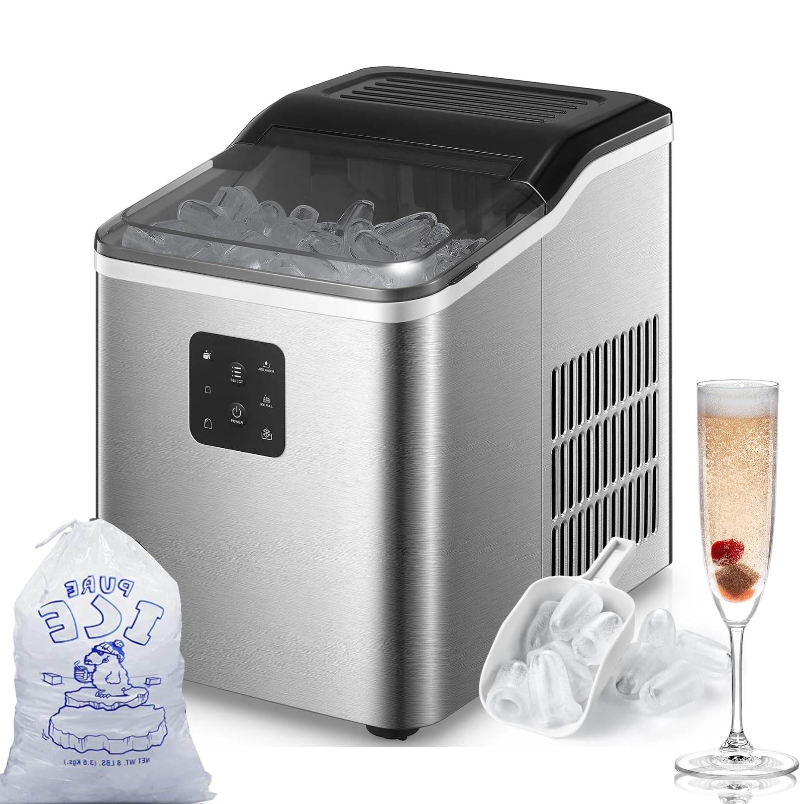 Ice Maker Machine Countertop, Self-Cleaning, 2 Ice Cube Sizes, 14KG in ...