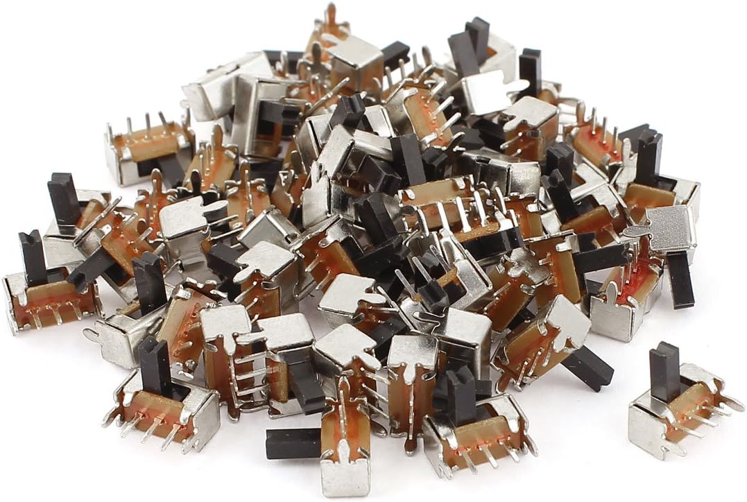 uxcell 60 Pcs 3Pins SPDT Right Angle Panel Mount Slide Switch DC 50V 0 ...