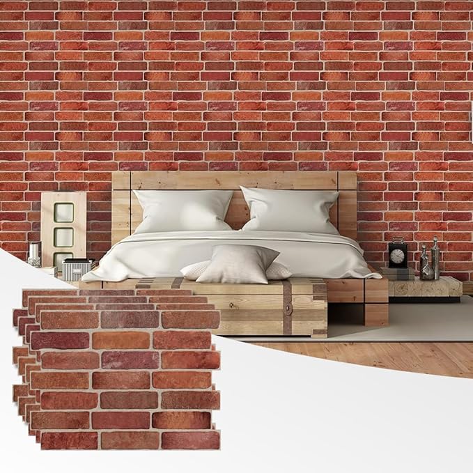 Amazon.com: Retro-Art 3D Wall Panels, Pack of 10, Old Brick in Red, PVC ...