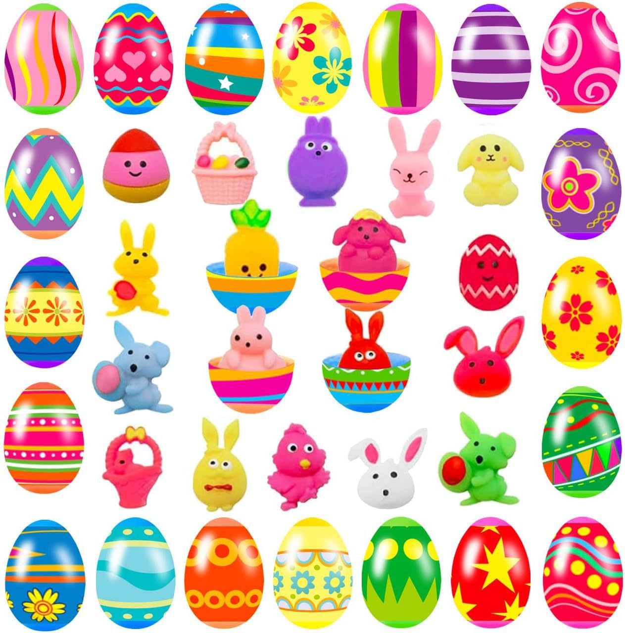 Amazon.com: 24 Pack Prefilled Easter Eggs with Squishy Toys Inside ...