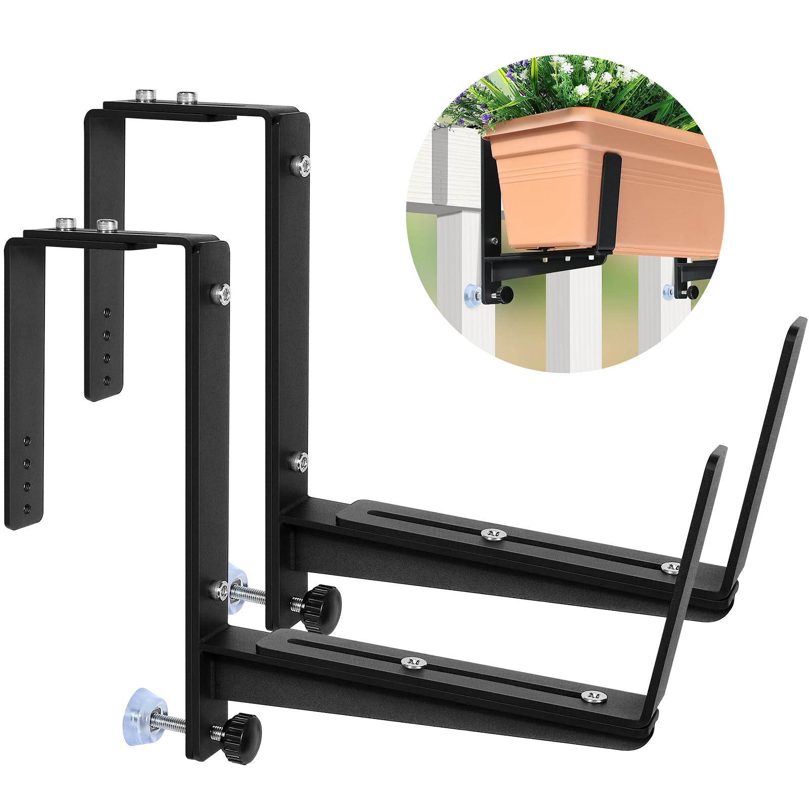 Snapklik.com : VOXOR Window Box Brackets, Adjustable Planter Box ...