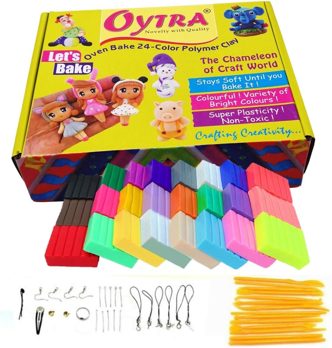 Oytra Polymer Oven Bake Clay Set with Jewelry Making Accessories Kit ...