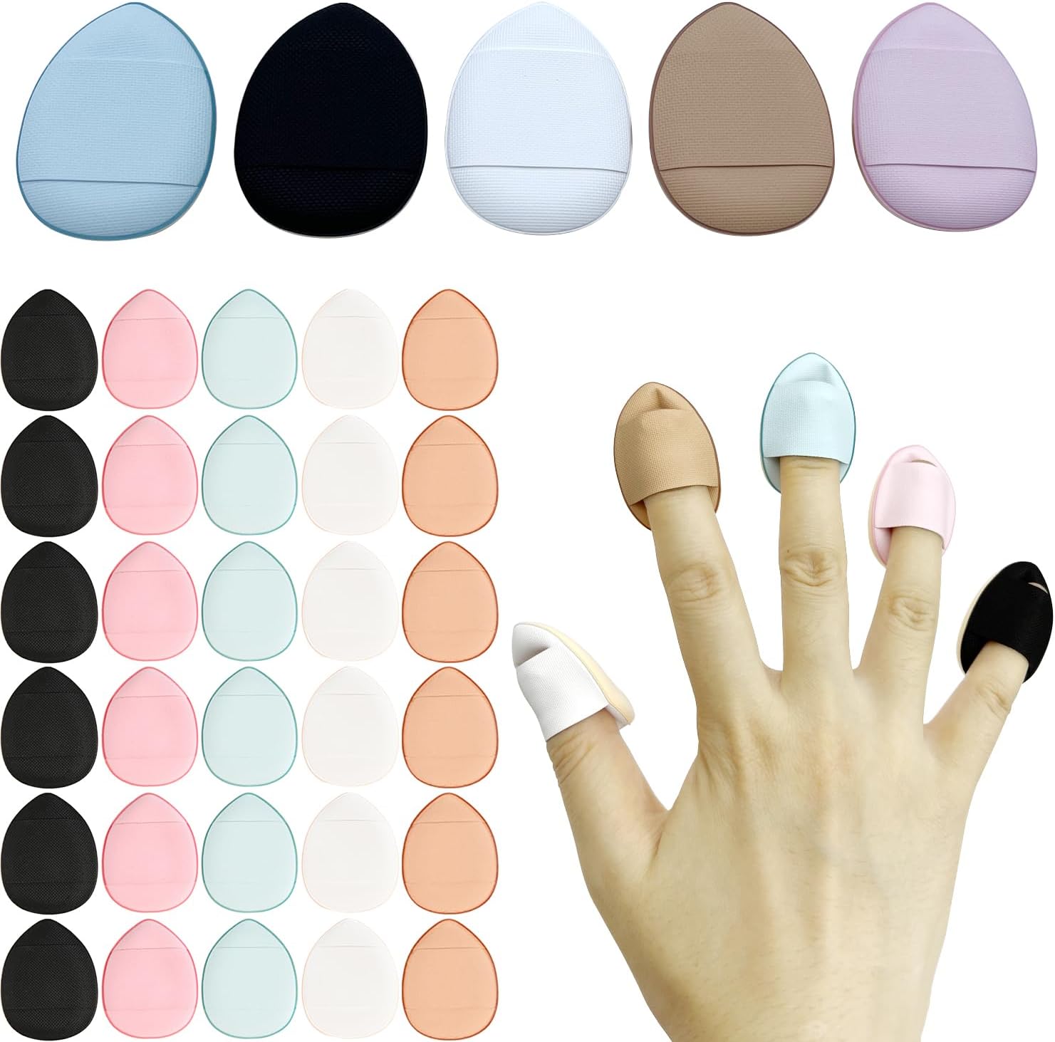 Amazon.com : 35pcs Finger Powder Puff Mini Powder Puff Finger Puff ...