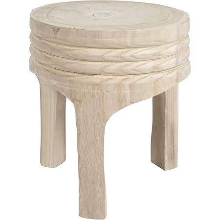 Amazon.com: Creative Co-Op Boho Hand-Carved Paulownia Wood Stool ...