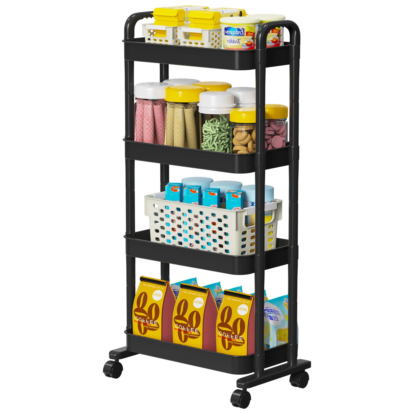 Amazon.com: KdbK 4 Tier Rolling Cart Organizer, Multifunction Kitchen ...