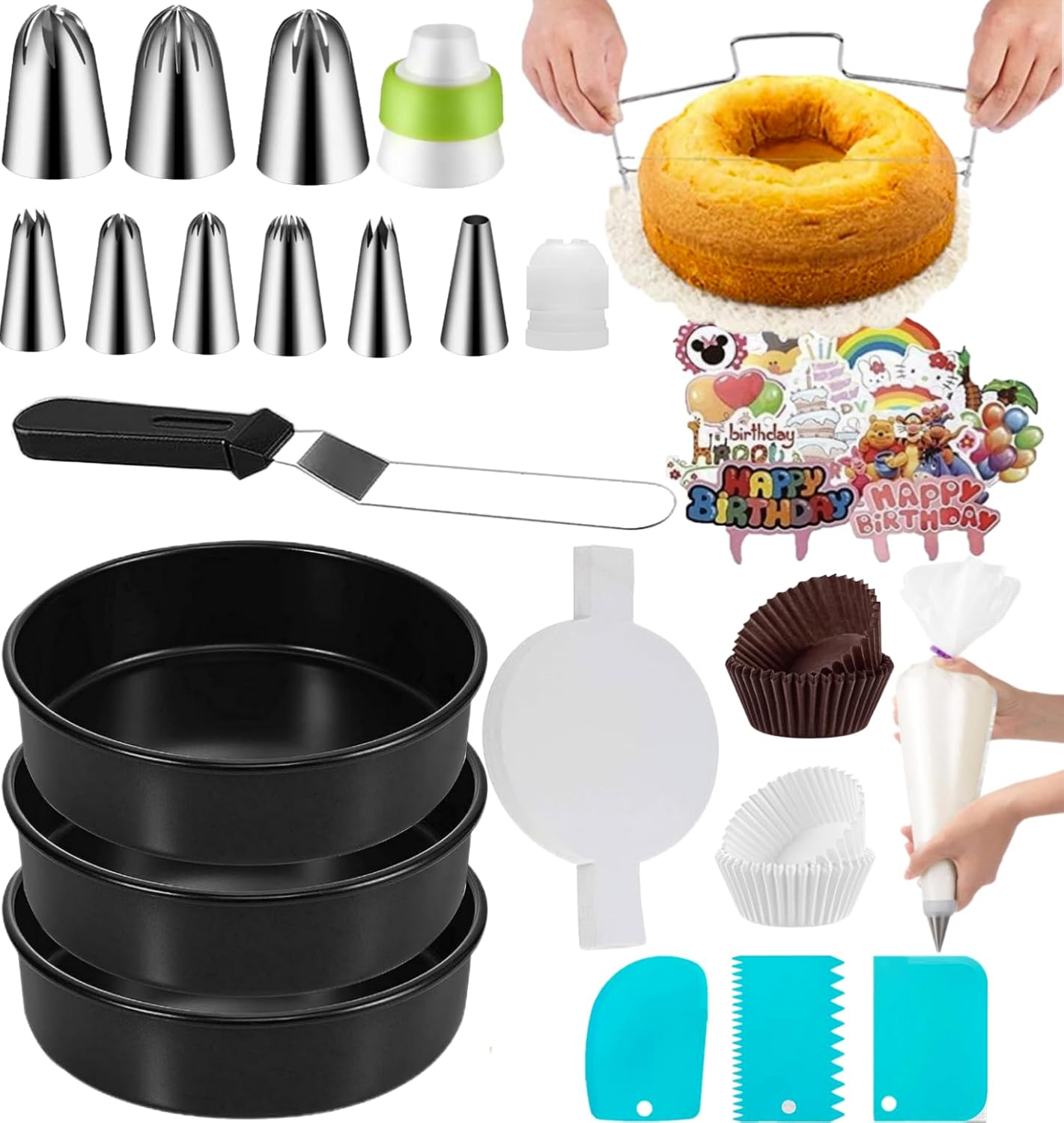 Amazon.com: Tingjia 179PCs Round Cake Pans Sets for Baking-Nonstick 8 ...