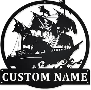 Amazon.com: Personalized Pirate Ship Metal Signs Custom Nautical Metal ...